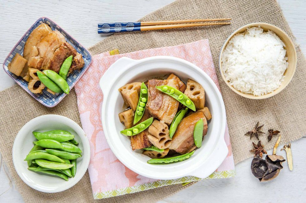 Red Cooked Pork Belly with Lotus Root - Egg Wan's Food Odyssey